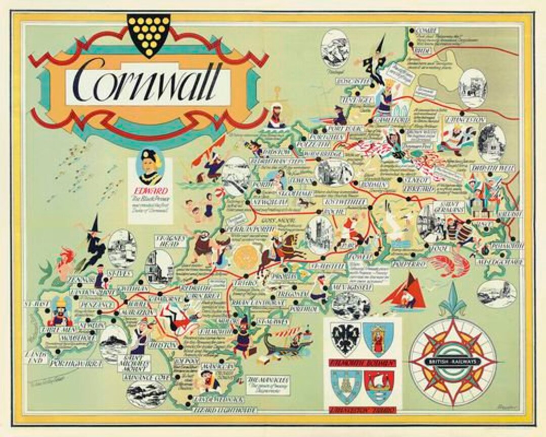 Vintage British Rail Map of Cornwall Railway Poster A3/A4 - Etsy