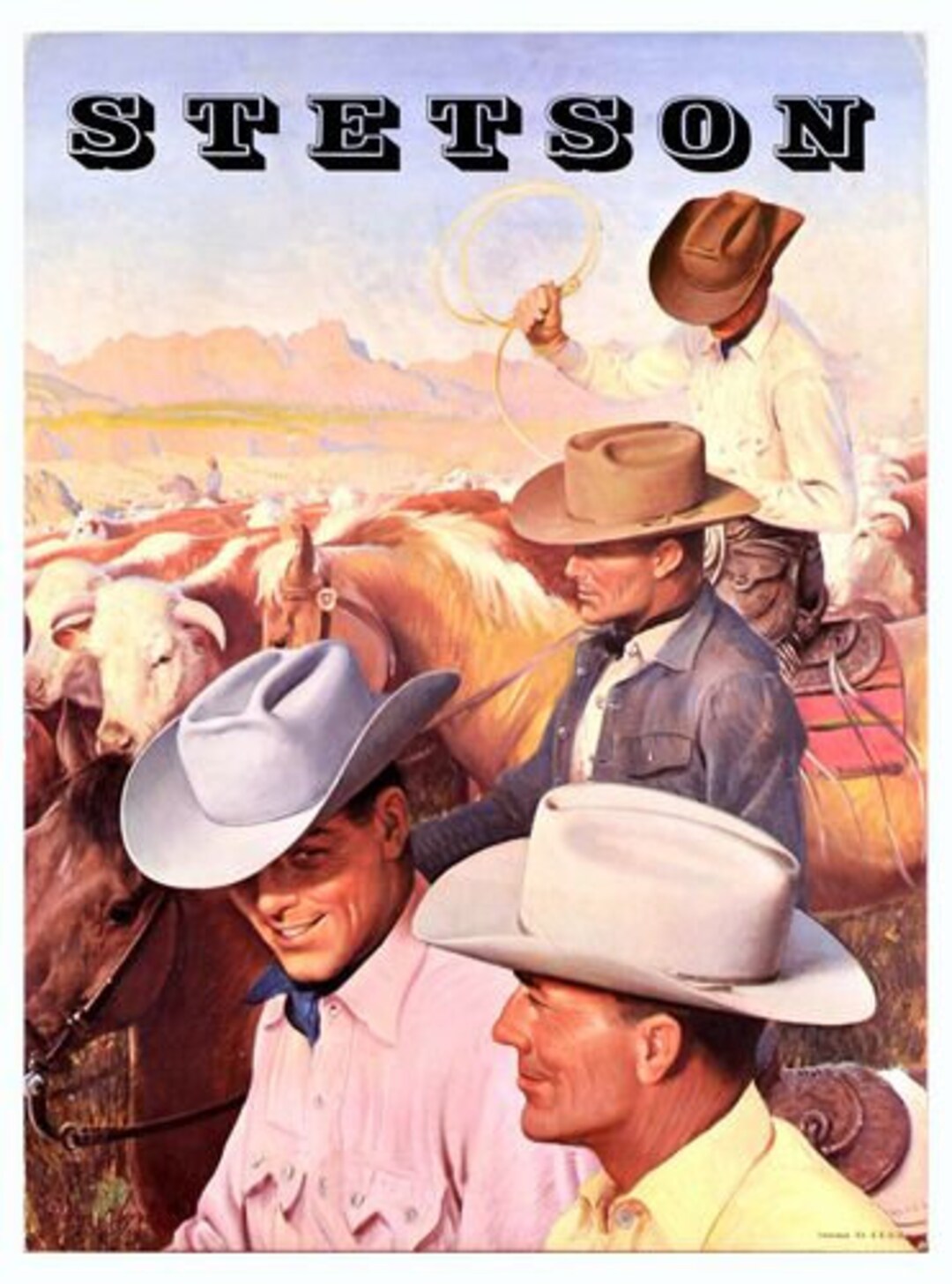 Vintage Stetson Cowboy Hat Advertisement Poster A3/A4 - Etsy