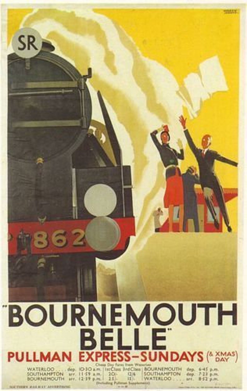 1936 Bournemouth Belle Southern Rail A3 / A2 Print - Etsy