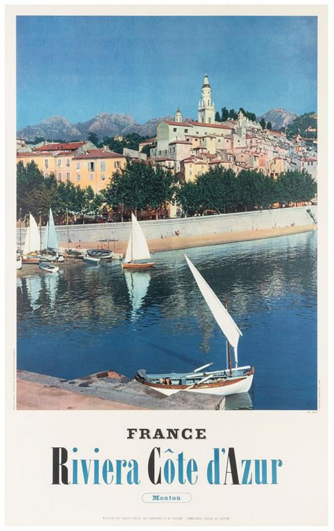 Vintage French Riviera Menton Tourism Poster Print A3/A4 - Etsy