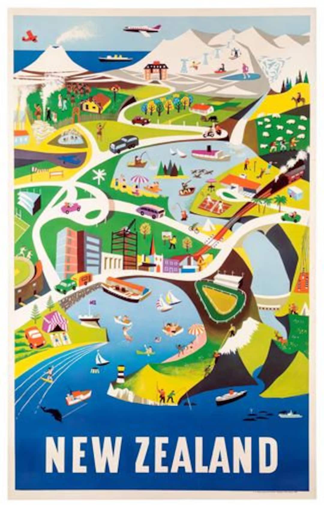 Vintage New Zealand Tourism Poster Reprint A3/A4 - Etsy