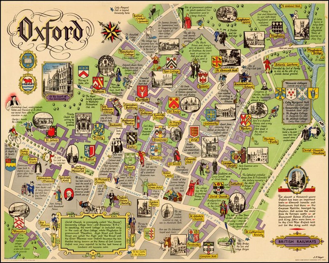 Vintage British Rail Map of Oxford Railway Poster Print A3/A4 - Etsy
