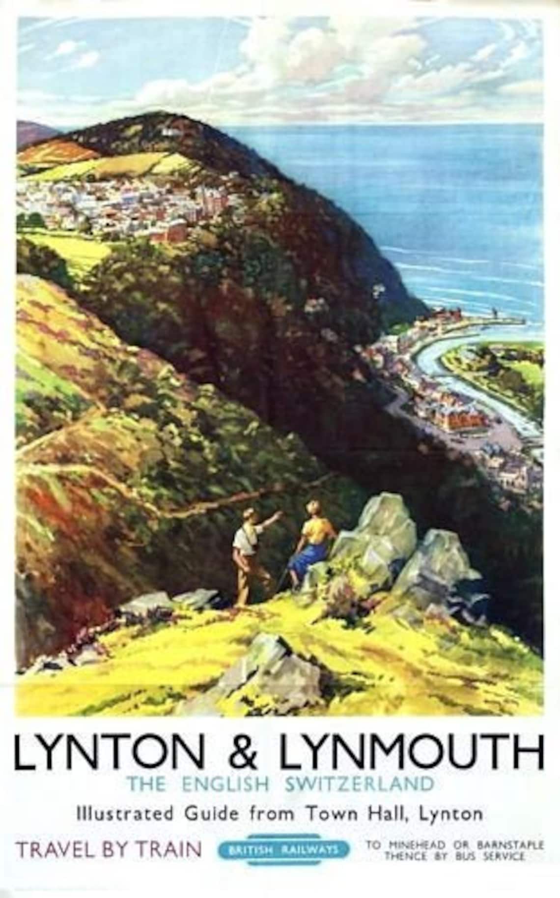 Vintage British Rail Lynton and Lynmouth Devon Railway Poster A3/A4 ...