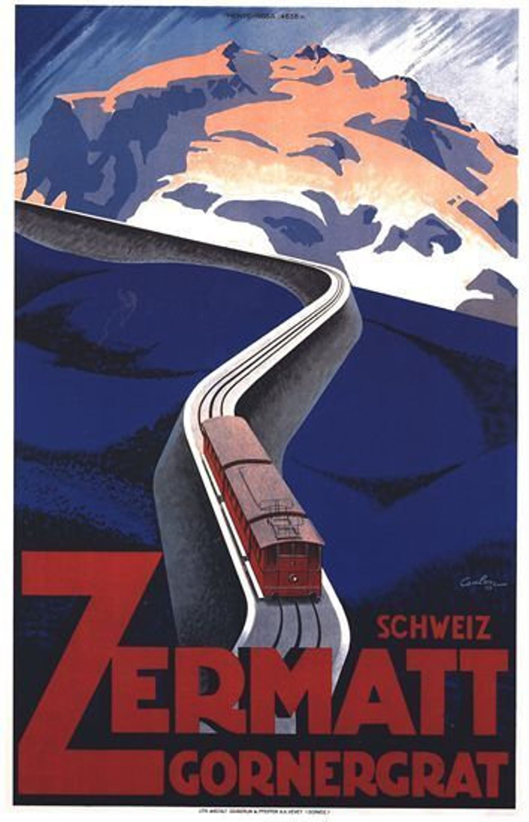 Vintage Zermatt Switzerland Mountain Railway Poster A3/a2/a1 Print - Etsy