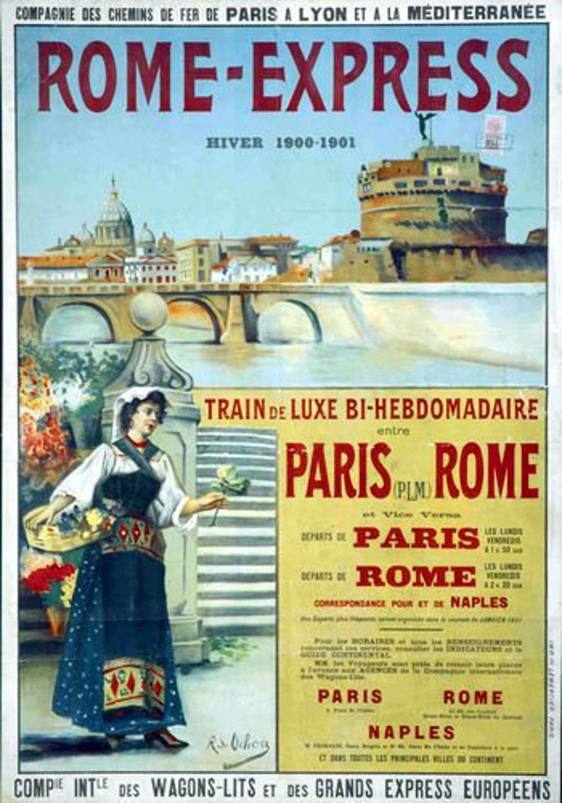 Vintage Paris to Rome Express Railway Tourism Poster Reprint A3/A4 - Etsy