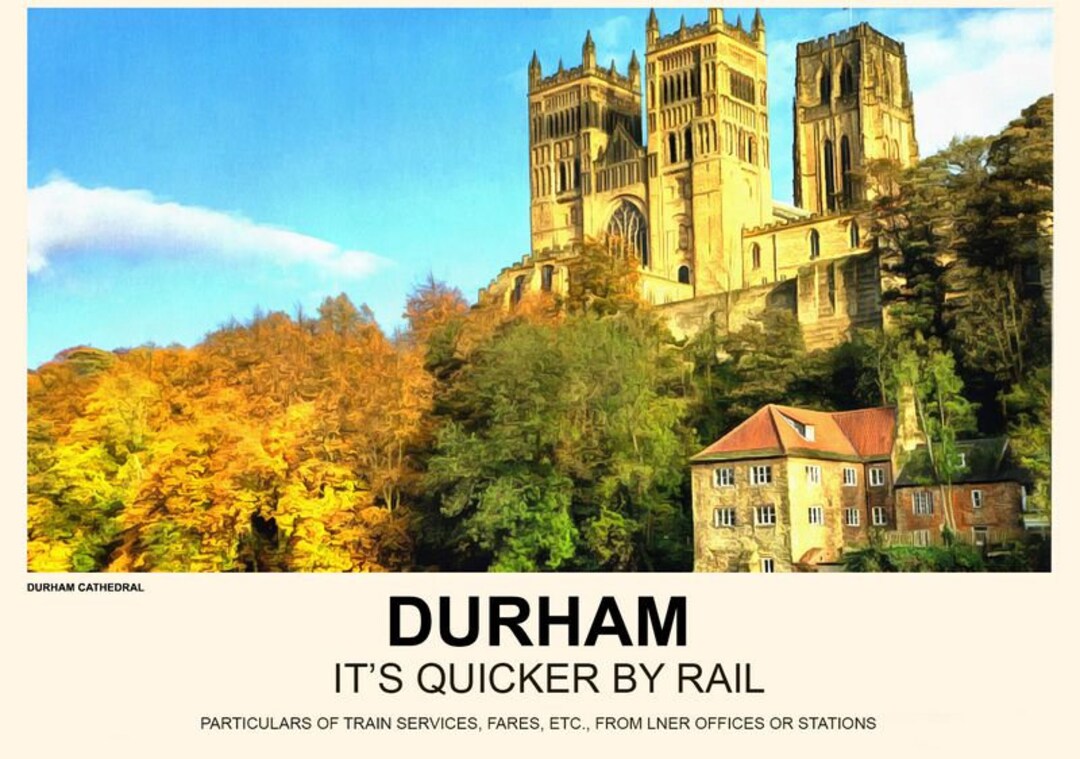 Vintage Style Railway Poster Durham Cathedral A4/A3/A2 Print - Etsy