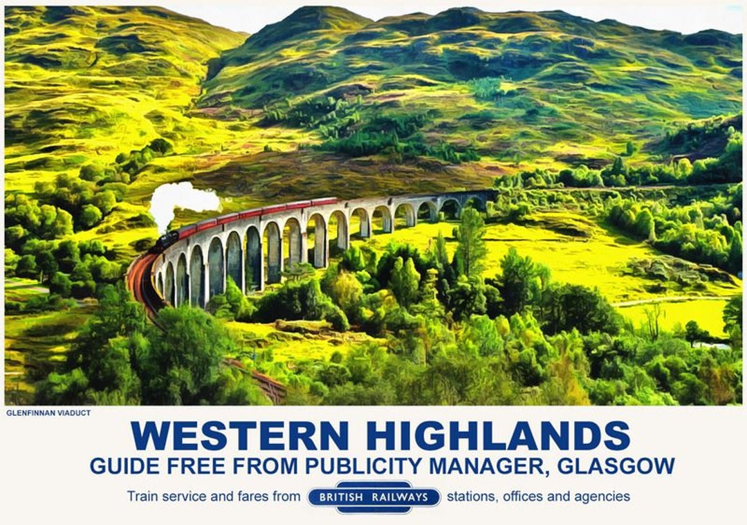 Vintage Style Railway Poster Glenfinnan Viaduct Scotland A4/A3/A2 Print ...