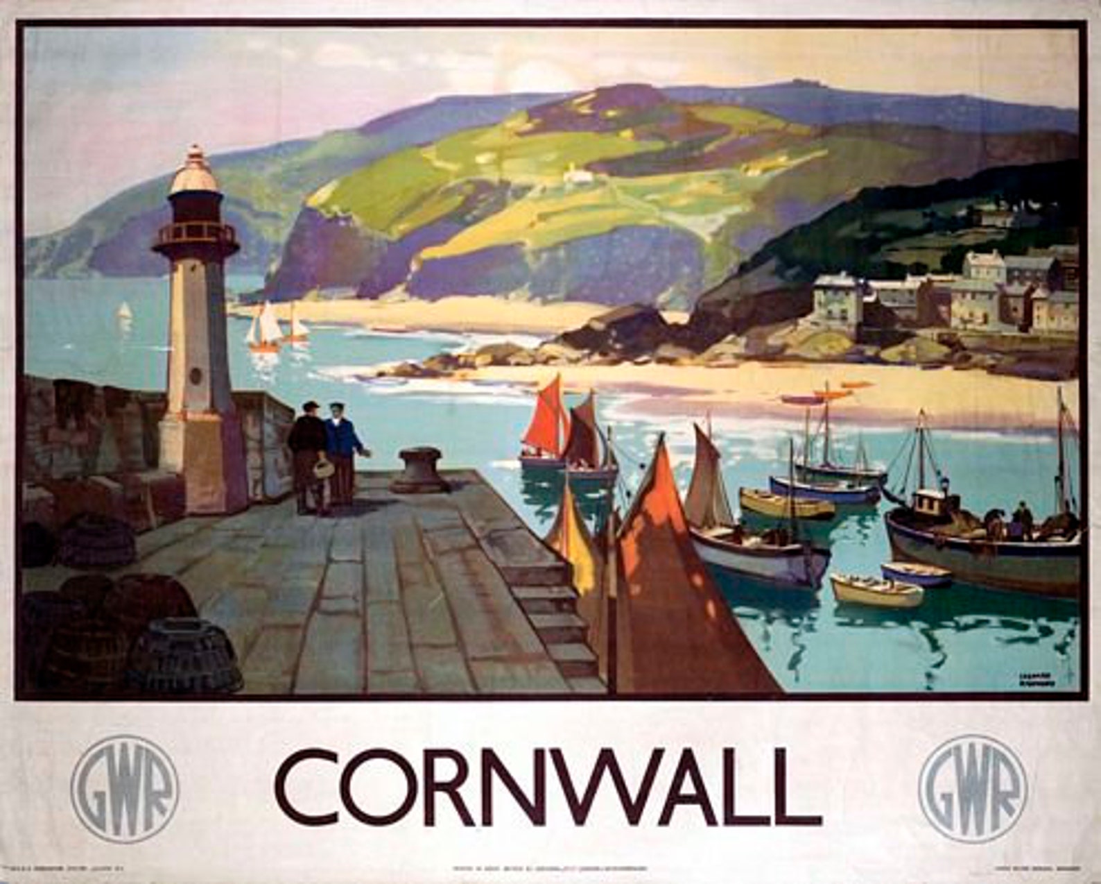 Vintage GWR Cornwall Fishing Village Railway Poster A3/A4 Print - Etsy