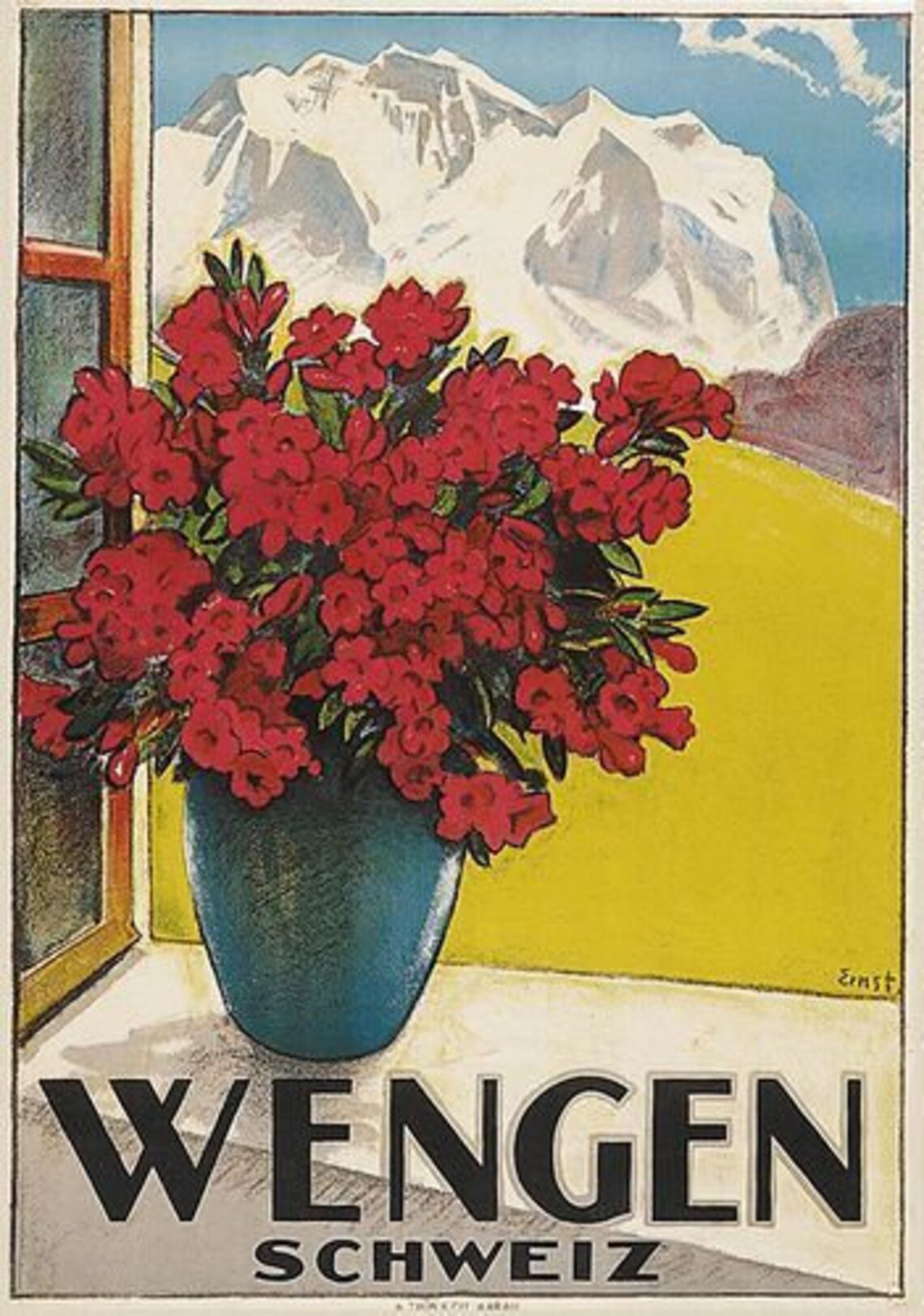 Vintage Wengen Switzerland Tourism Poster Print A3/a4 - Etsy