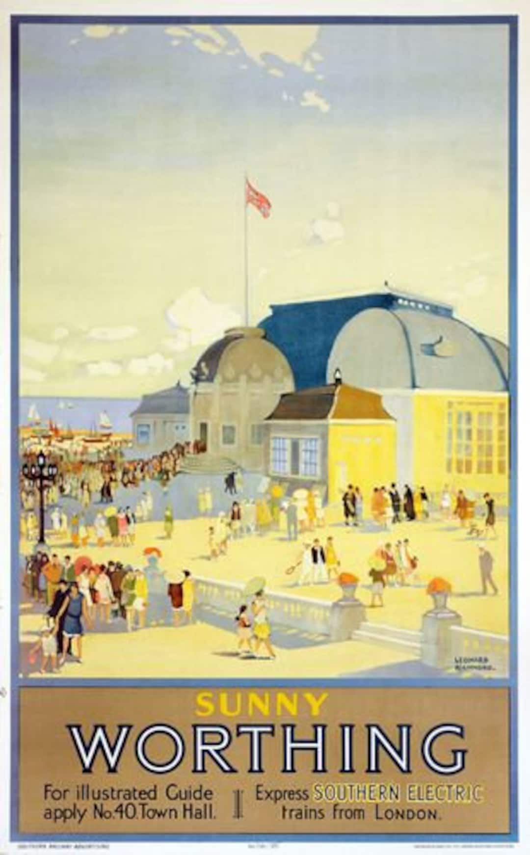 Vintage Southern Railway Sunny Worthing Pier Railway Poster Reprint A3 ...