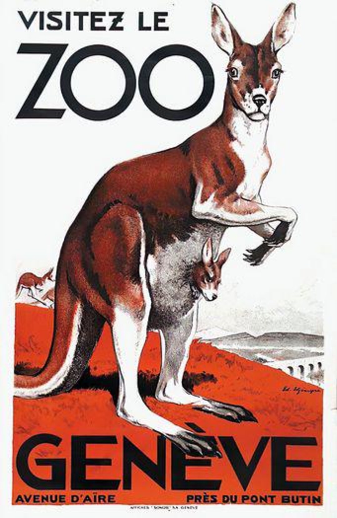 Vintage Geneva Zoo Kangaroo Tourism Poster Print A3/A4 - Etsy