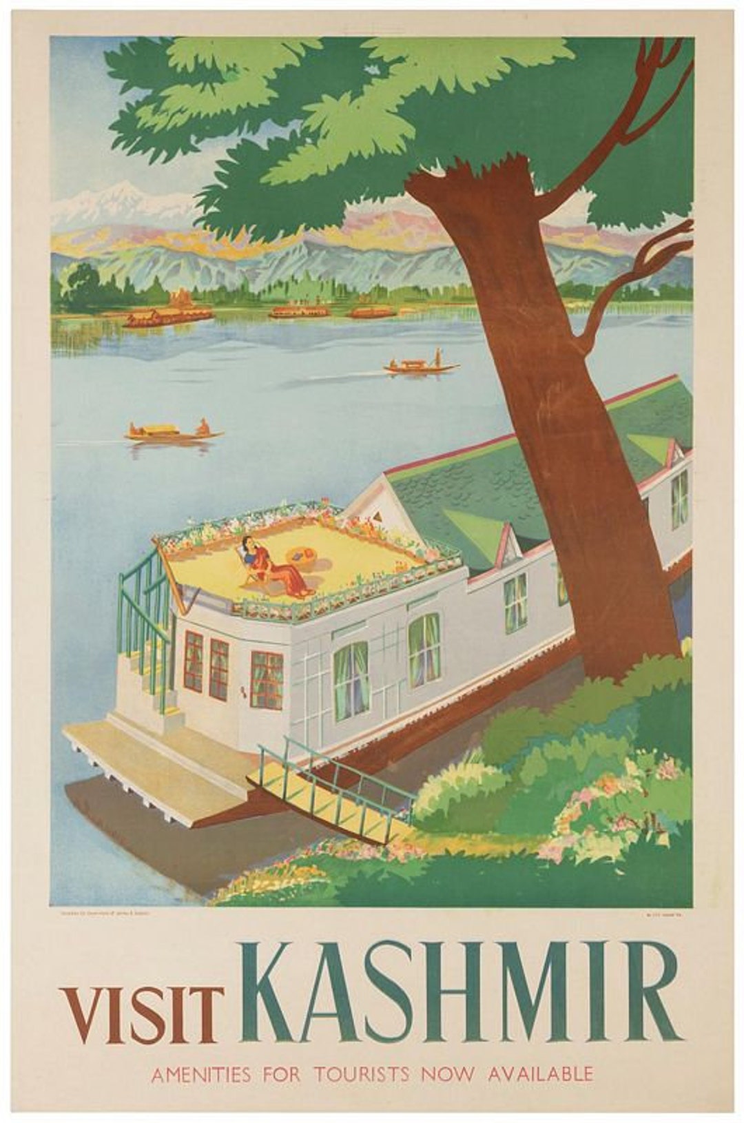 Vintage Kashmir India Tourism Poster Print A3/A4 - Etsy