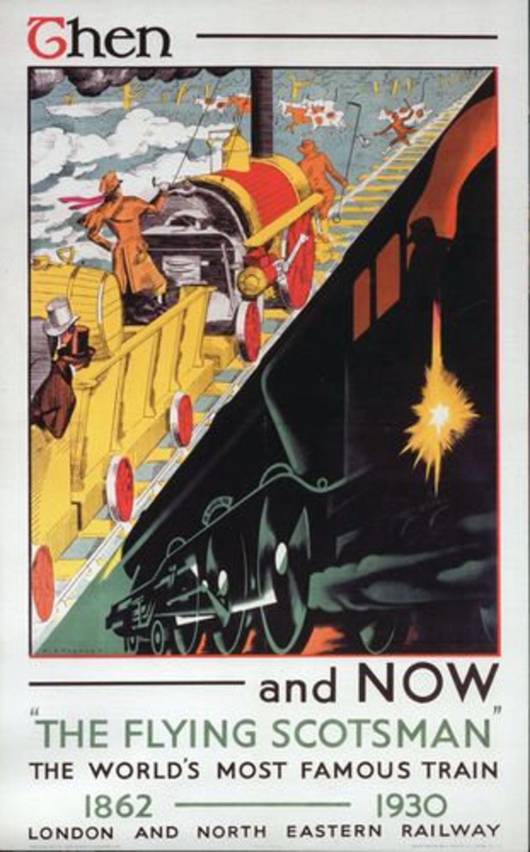 Vintage LNER Flying Scotsman Then and Now Railway Poster A4/A3/A2/A1 ...