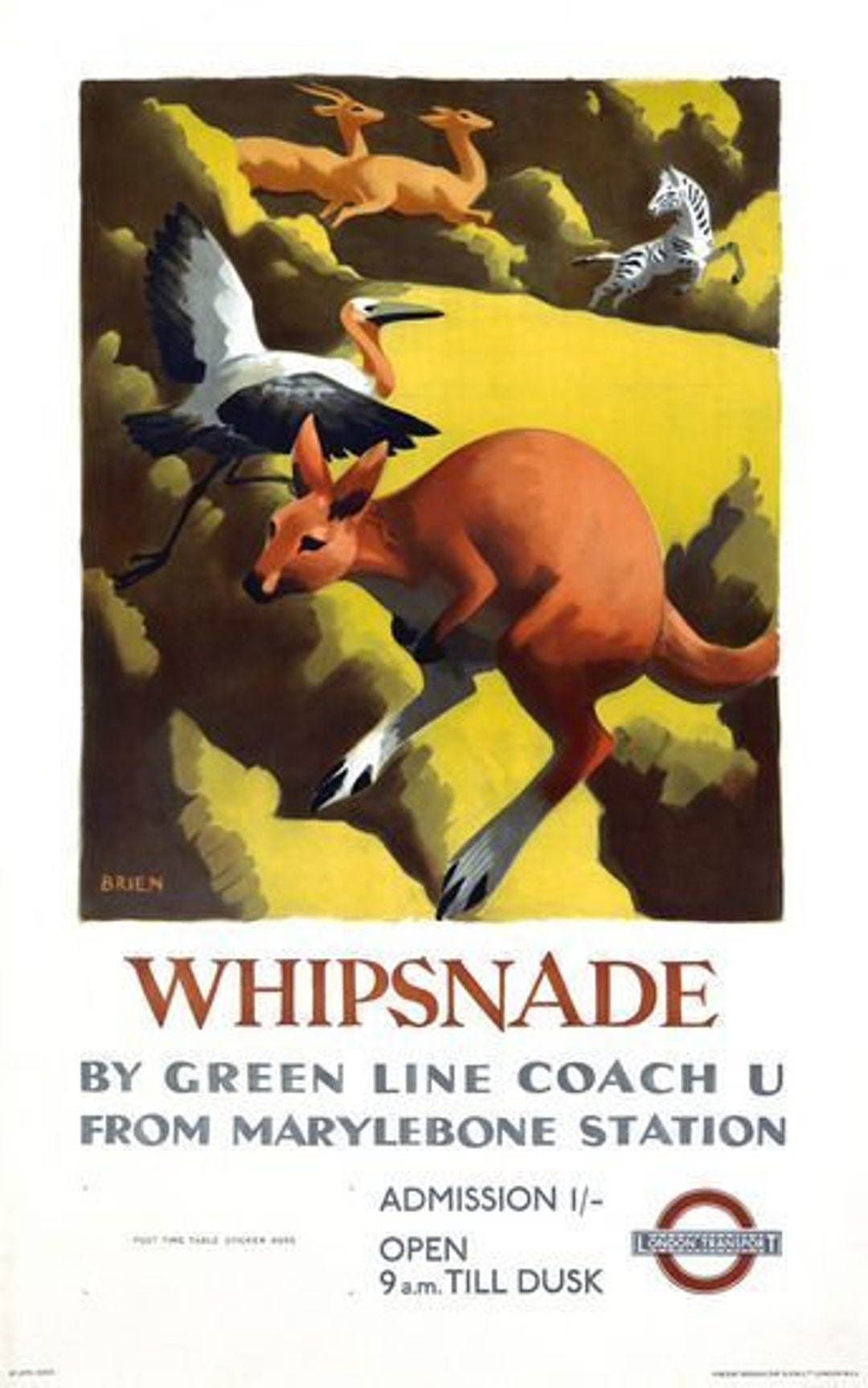 Vintage Whipsnade Zoo Trips From London Tourism Poster A3 Print - Etsy
