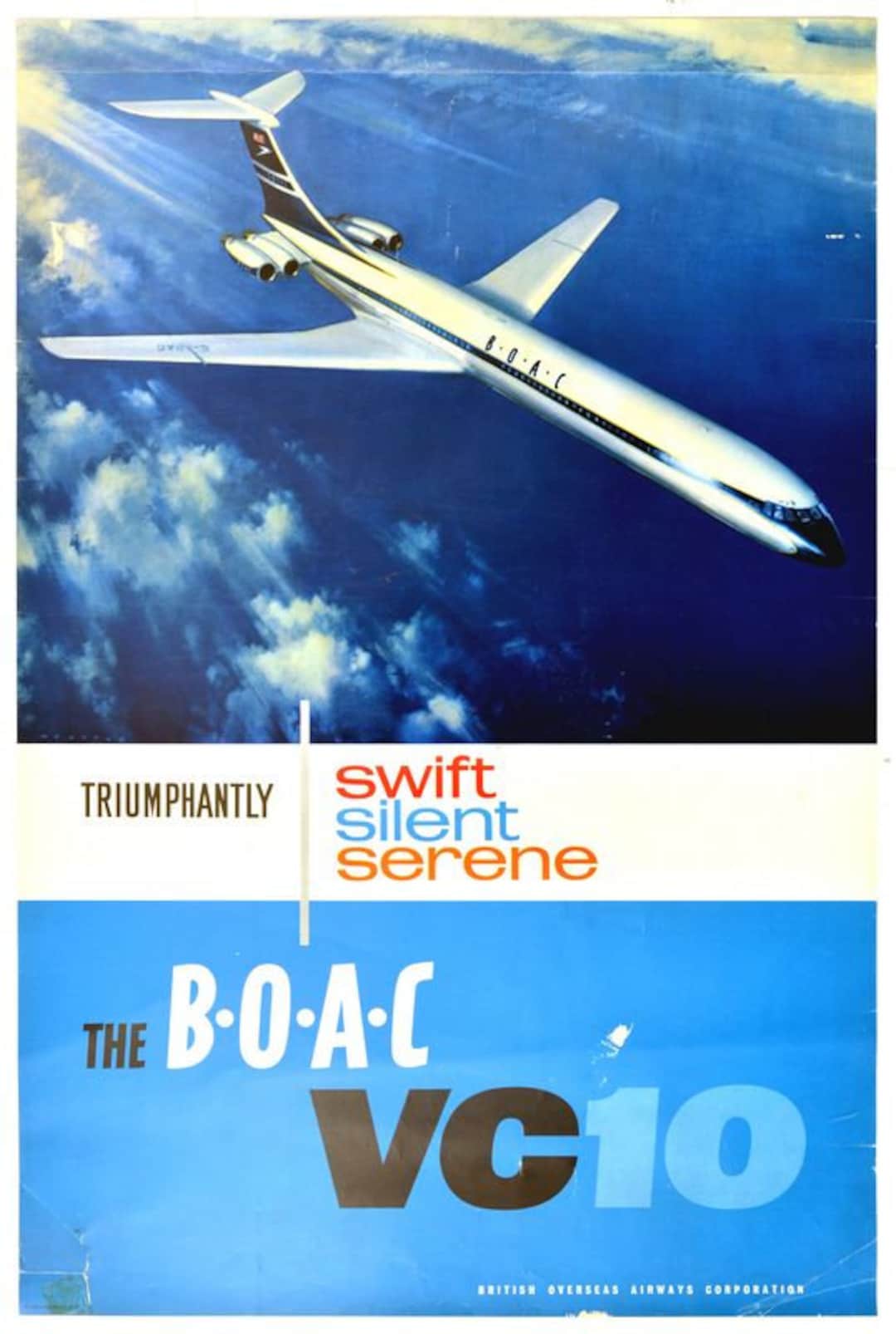 Vintage BOAC Swift VC 10 Airline Poster Print A3/A4 - Etsy