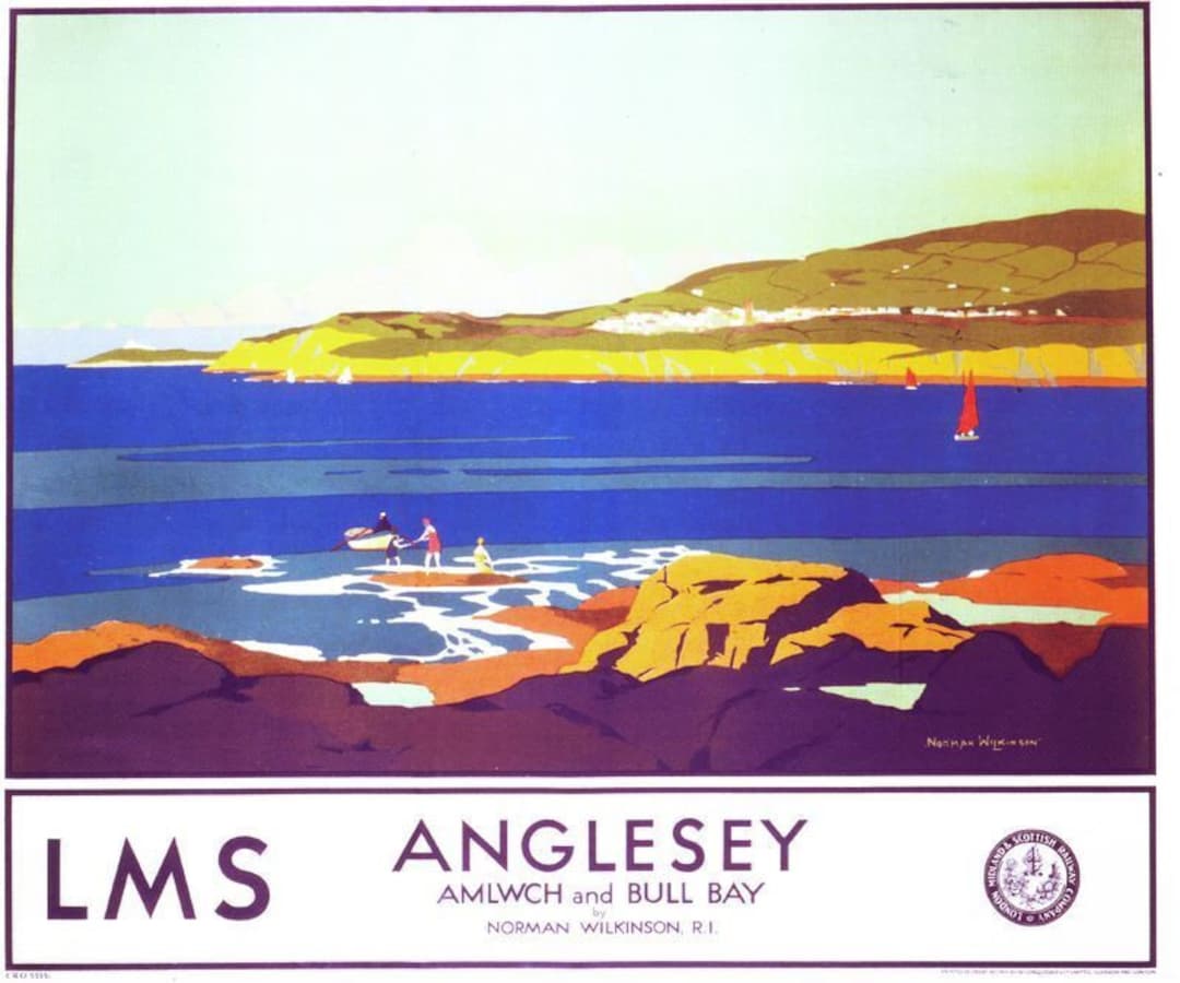 1920's Lms Anglesey Railway Poster Print A3/a4 - Etsy