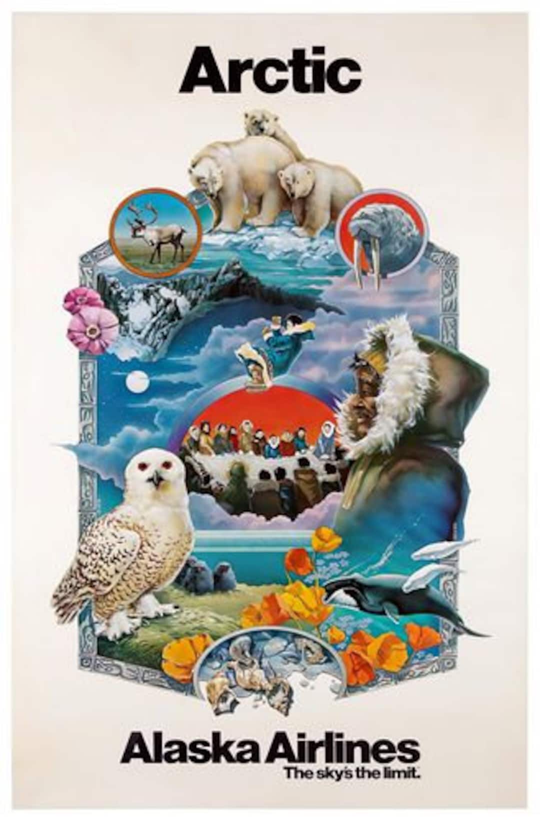 Vintage Alaska Airlines Flights to the Arctic Poster A3/A4 - Etsy