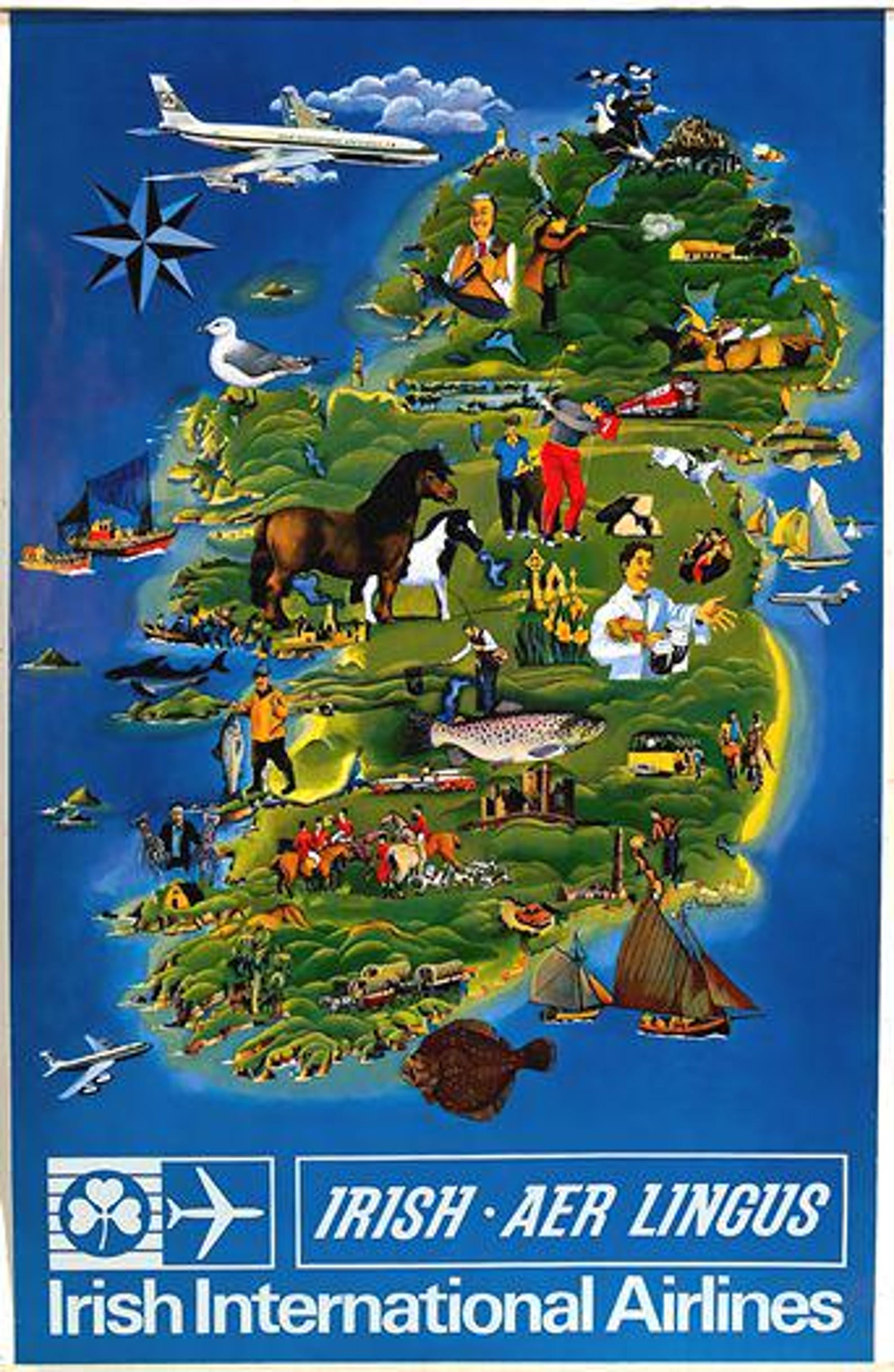 Vintage Aer Lingus Flights to Ireland Poster Print A3/A4 - Etsy