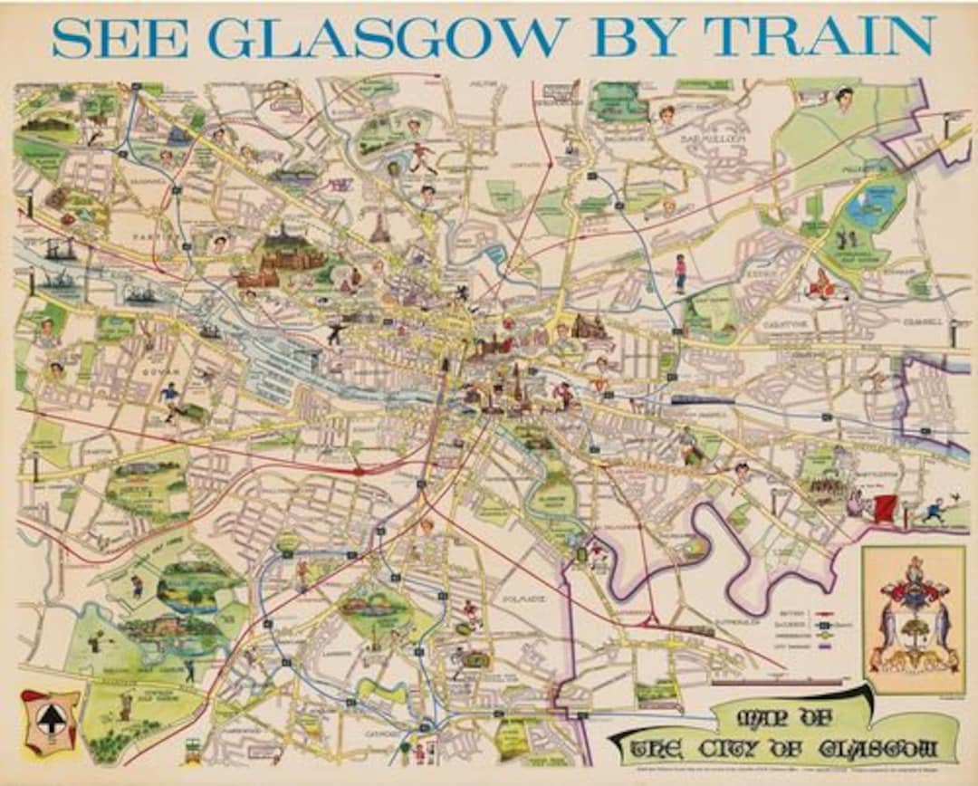 Vintage 1960's Railway Map of Glasgow Poster A3/A4 - Etsy