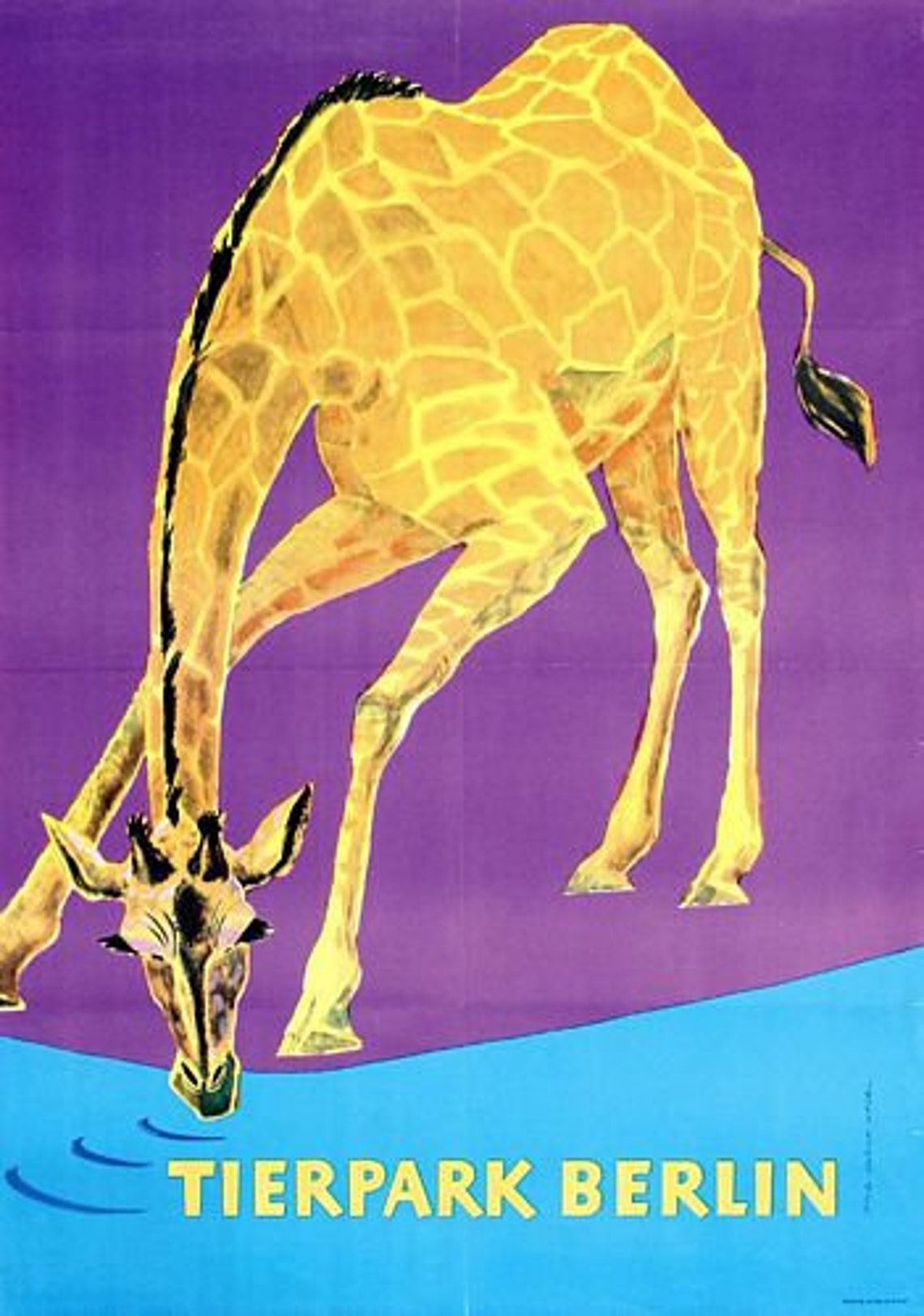 Vintage Berlin Zoo Giraffe Tourism Poster A3/A4 Print - Etsy
