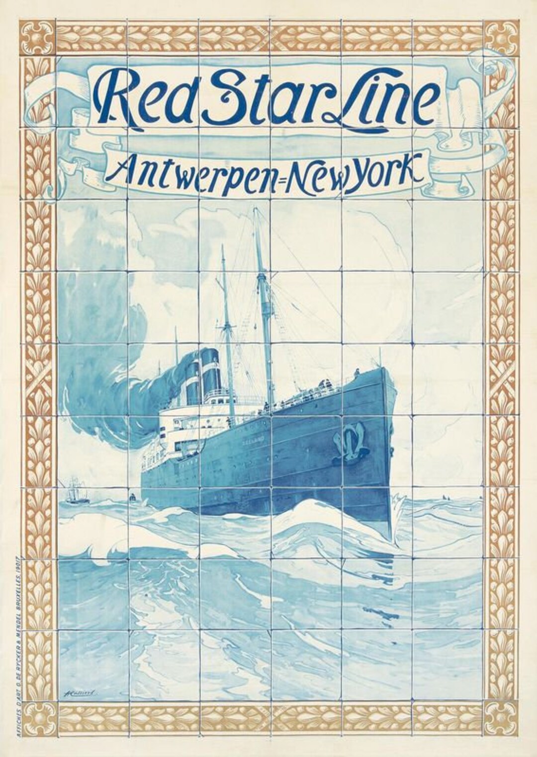 Vintage Red Star Shipping Line Antwerp New York Poster Print A3/A4 - Etsy