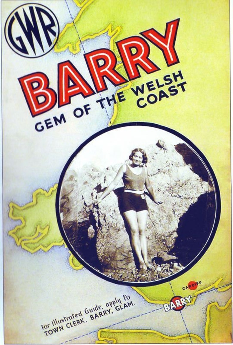 1930's Gwr Barry South Wales Railway Poster Print A3/a4 - Etsy