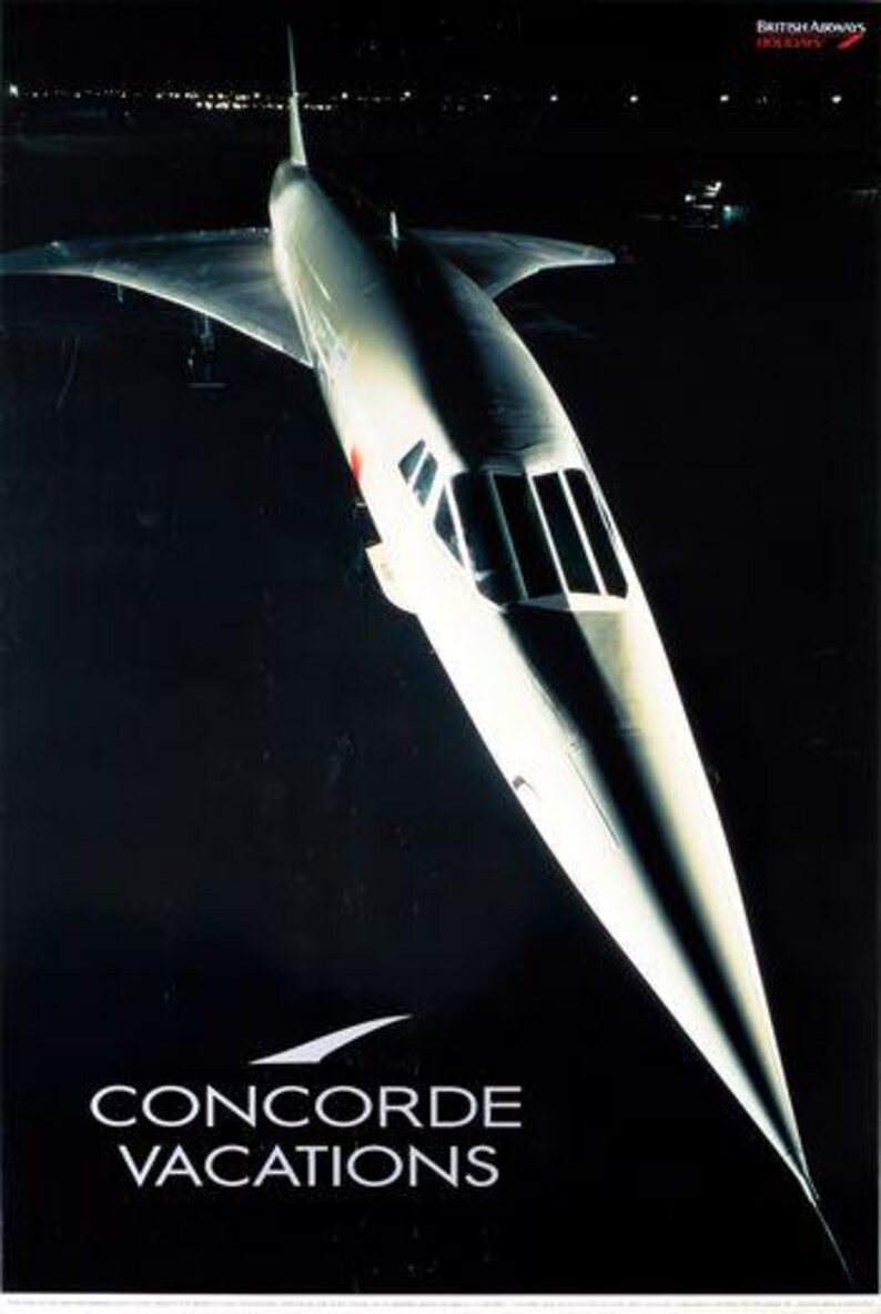 Vintage BA Concorde Vacations Poster Print A3/A4 - Etsy