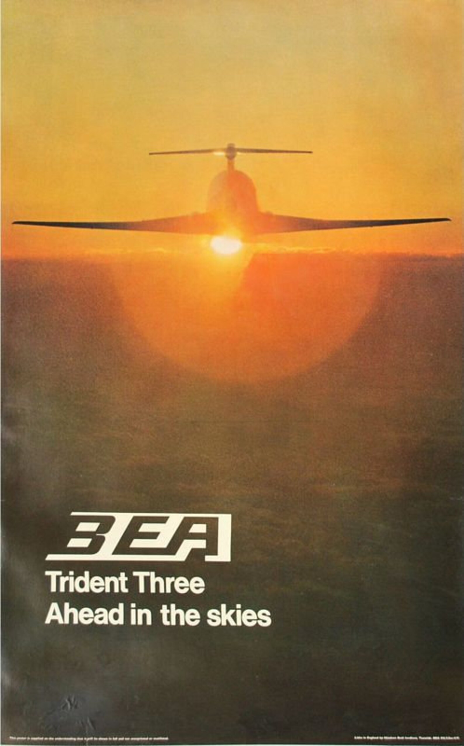 Vintage BEA Trident Three Airline Poster Print A3/A4 - Etsy