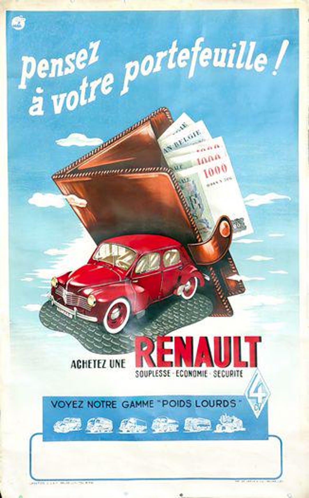 Vintage French Renault Car Advertisement Poster Print A3/A4 - Etsy