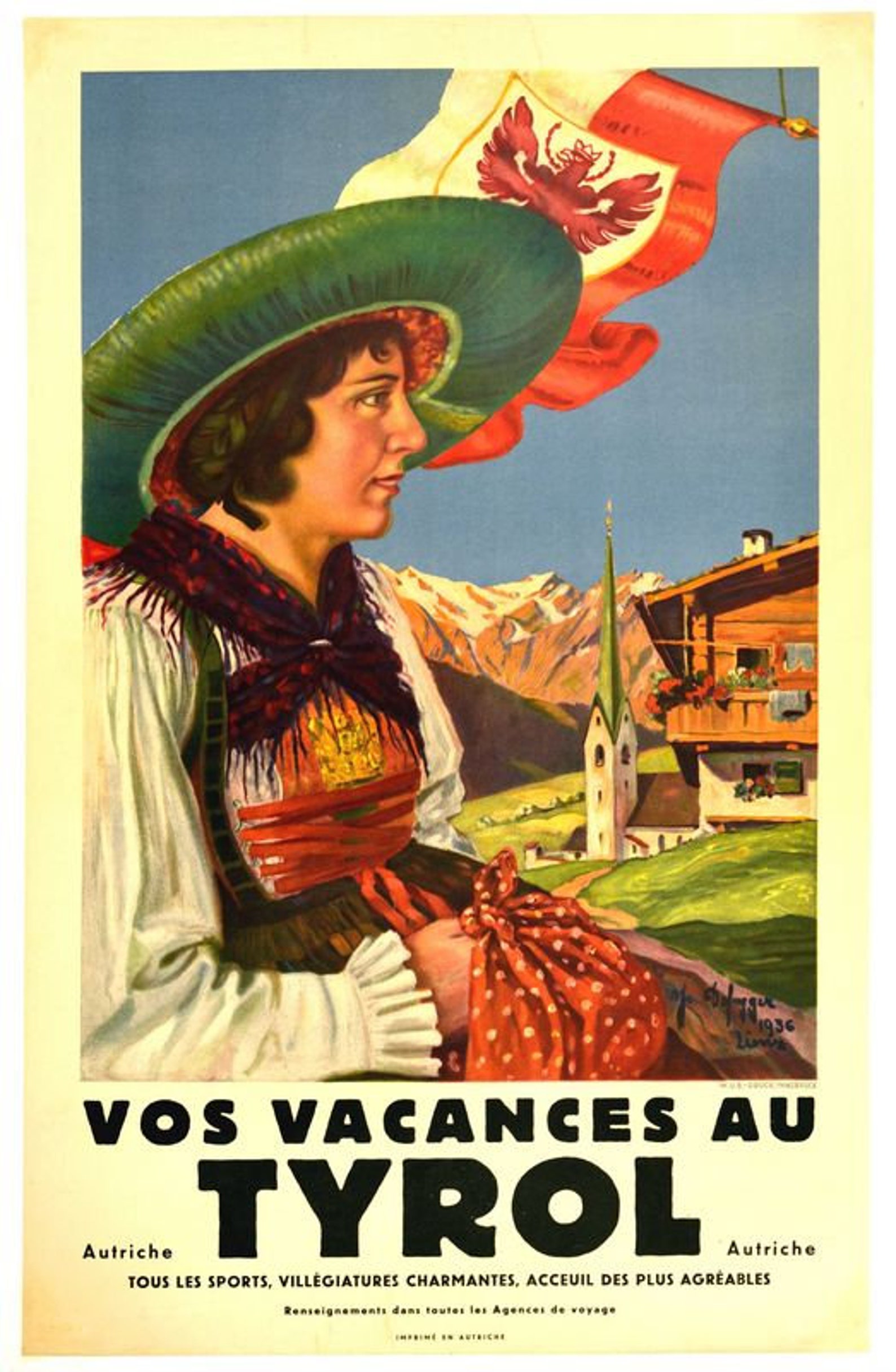 Vintage Tyrol Austria French Language Tourism Poster Print A3/A4 - Etsy