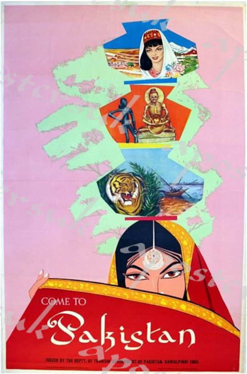 Vintage Visit Pakistan Tourism Poster A3/a4 Print - Etsy