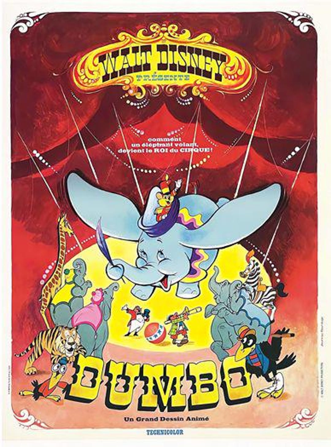 Vintage French Dumbo Movie Poster Print A3/A4 - Etsy