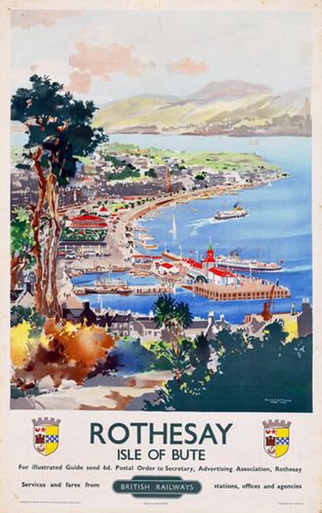 Vintage British Rail Rothesay Isle of Bute Railway Poster A3/A4 - Etsy