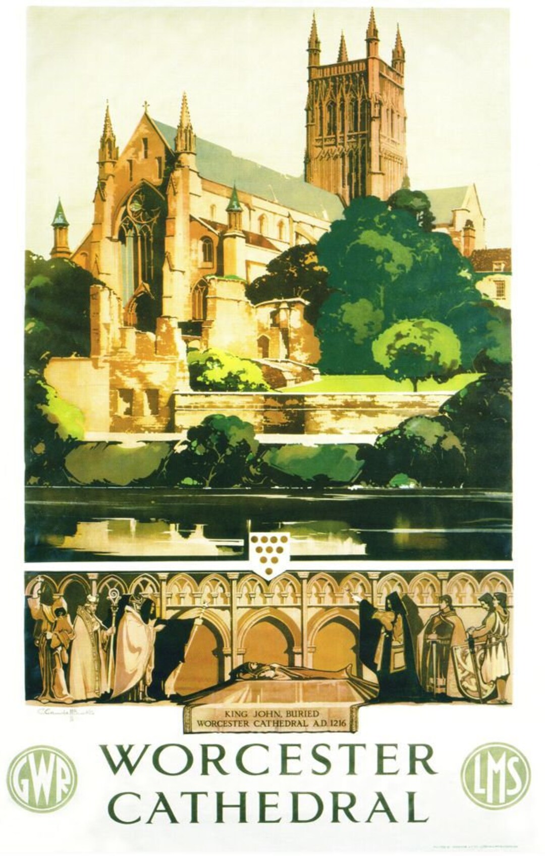 Vintage GWR LMS Worcester Cathedral Railway Poster A4/A3/A2/A1 Print - Etsy