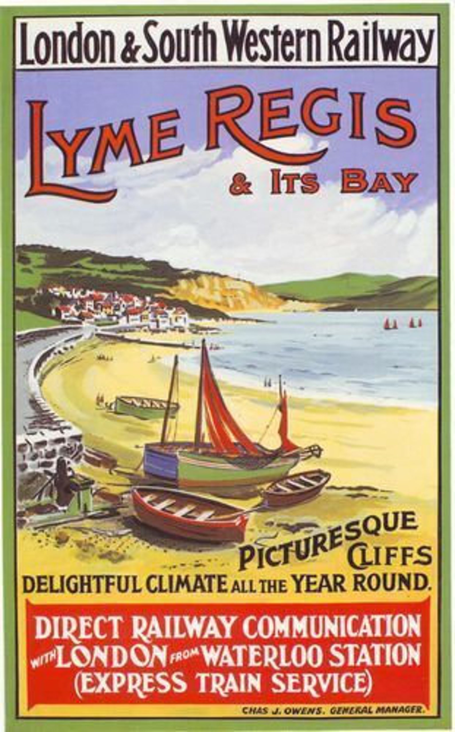 1900's Lsw Railway Lyme Regis Poster Print A3/a4 - Etsy