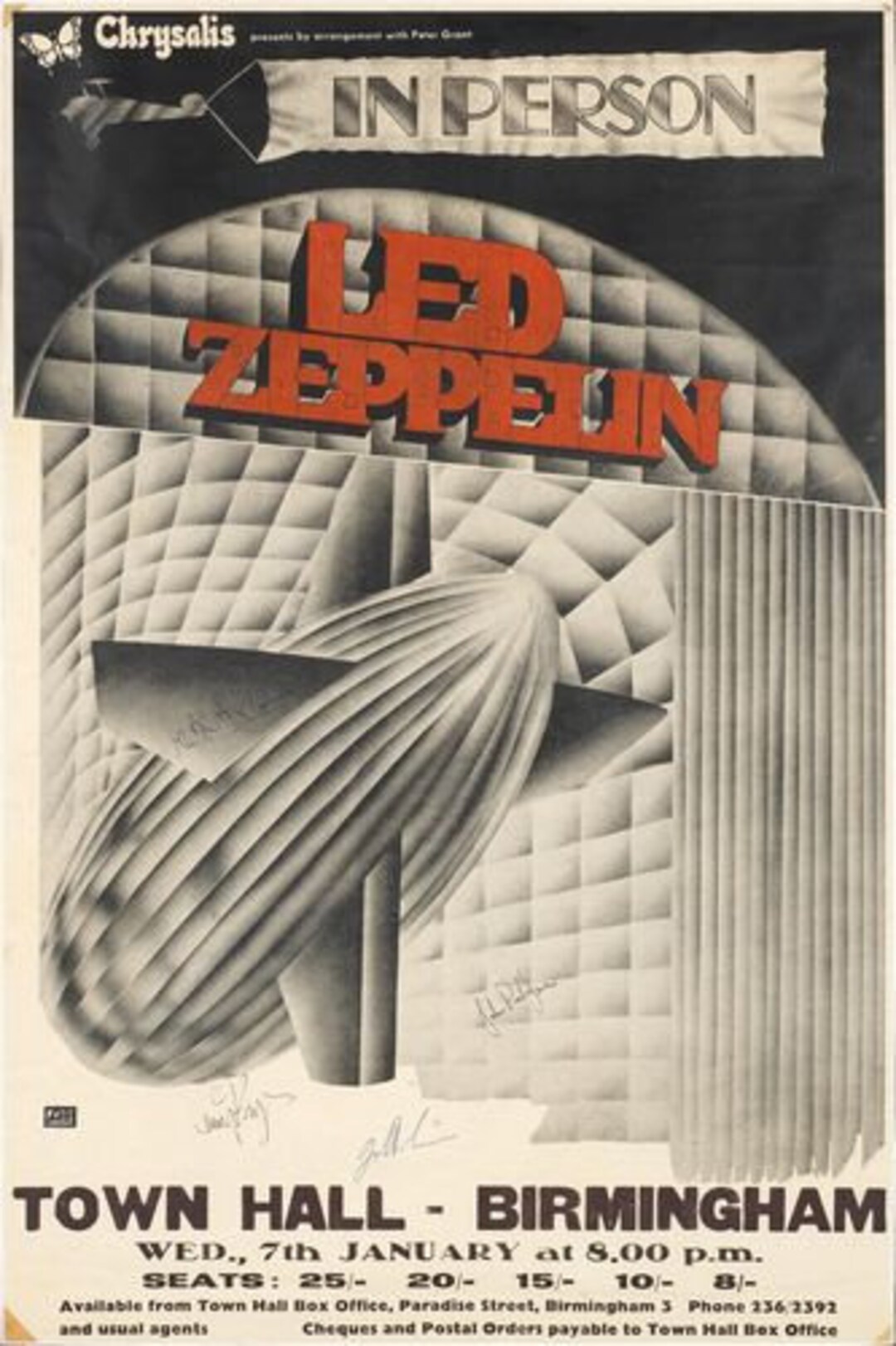 Vintage 1970 Led Zeppelin Birmingham UK Concert Poster A3/A4 - Etsy