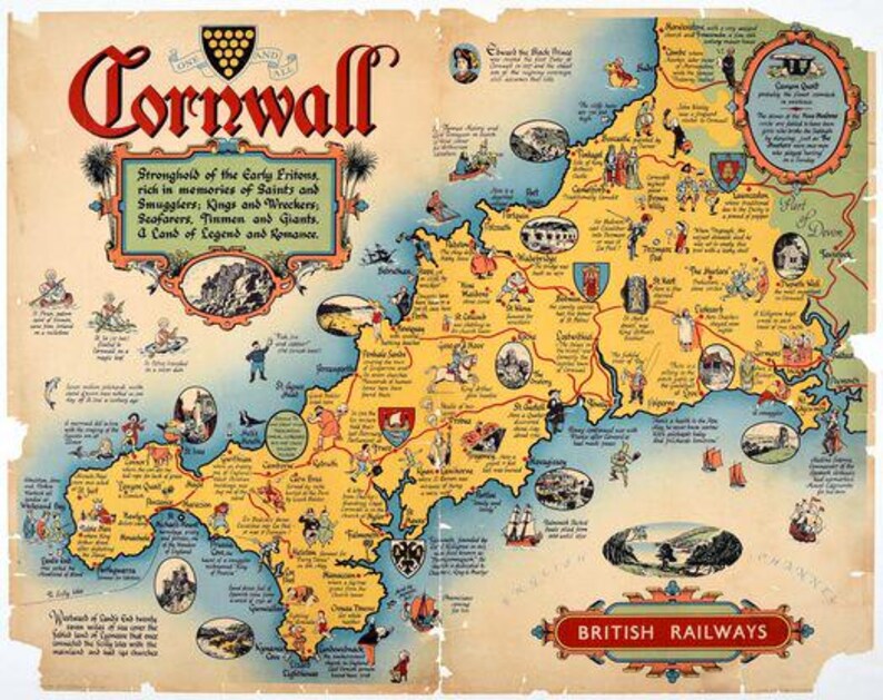 Vintage British Rail Map of Cornwall Railway Poster Print A3/A4 - Etsy UK