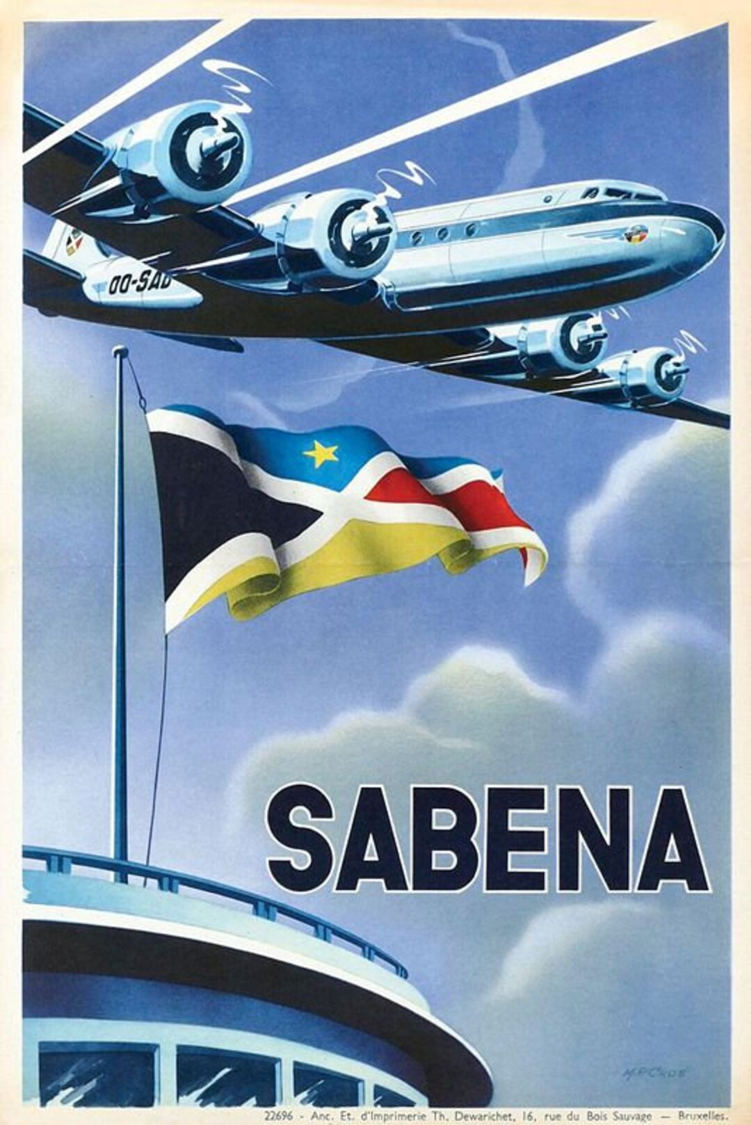 Vintage Sabena Belgian Airline Poster Print A3/A4 - Etsy
