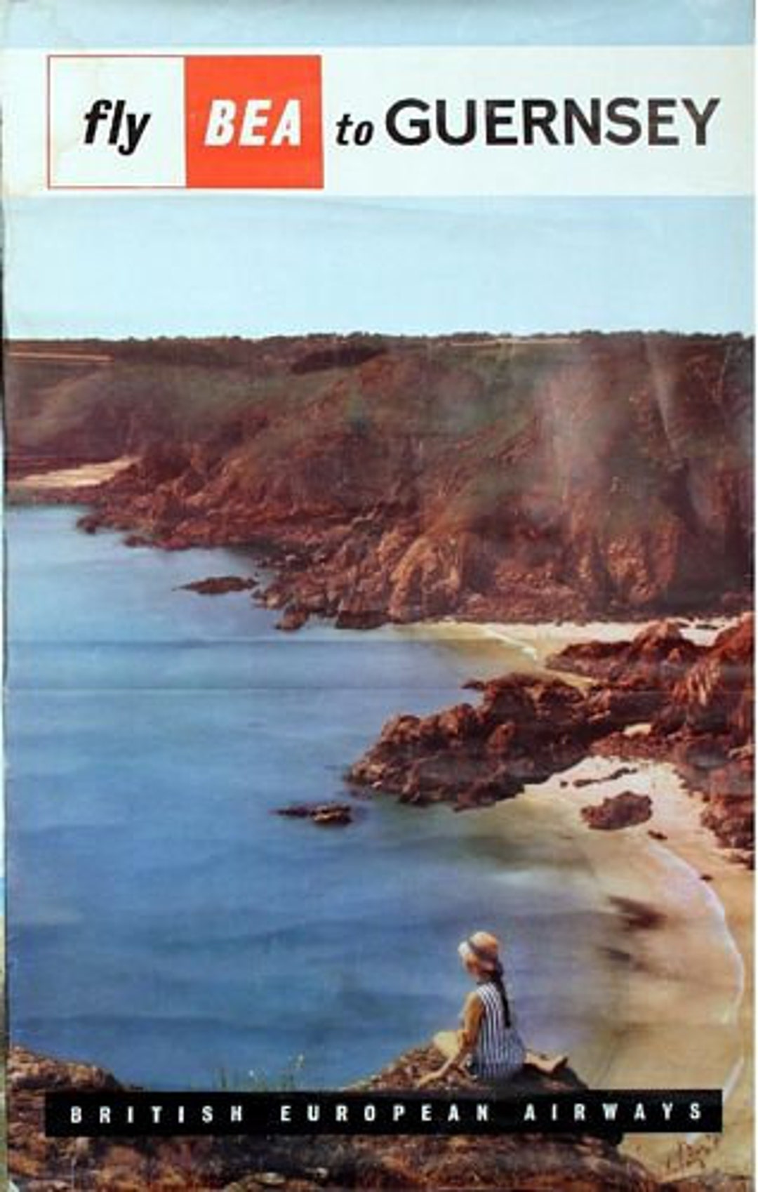 Vintage BEA Flights to Guernsey Poster A3/A4 - Etsy