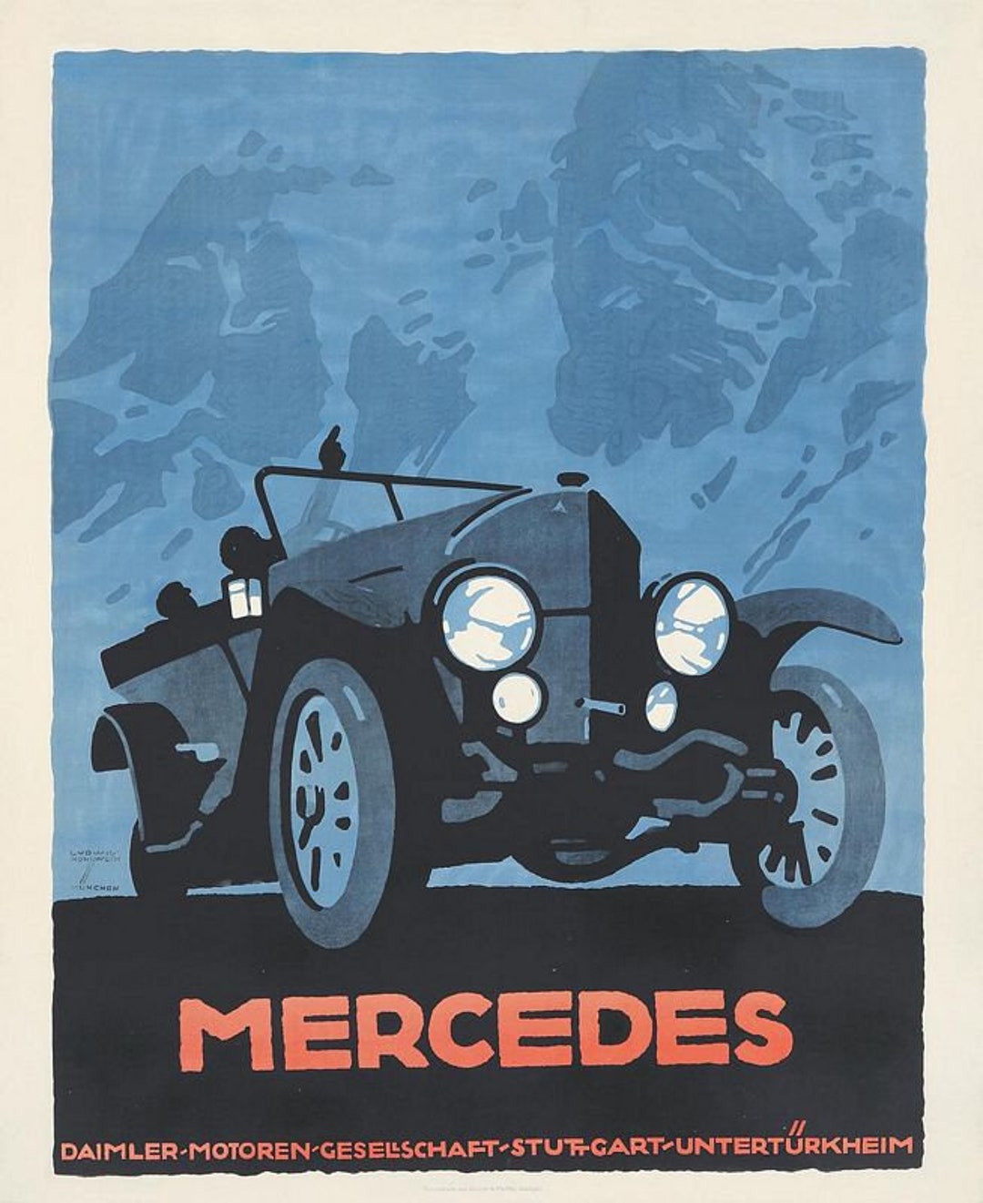 Vintage 1920's Mercedes Motor Car Advertisement Poster Print A3/A4 - Etsy