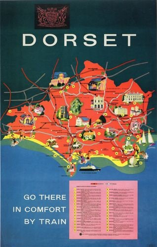 Vintage British Railways Map of Dorset Railway Poster A4/A3/A2/A1 Print ...