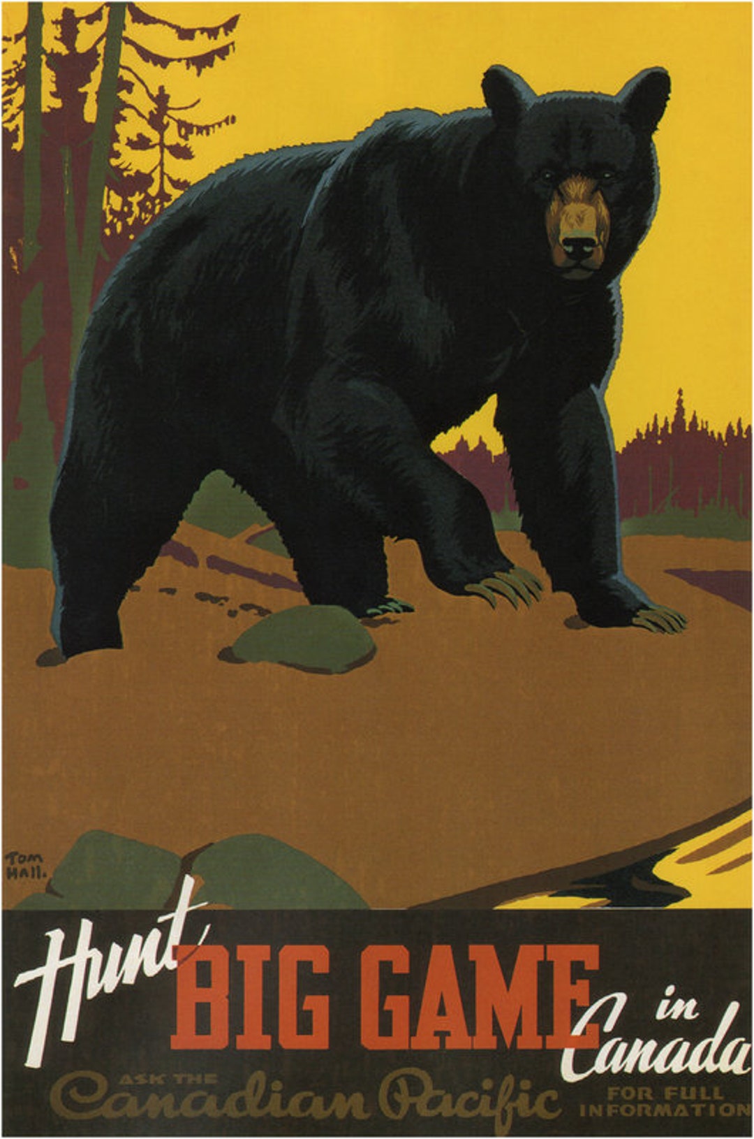 Vintage Hunt Big Game in Canada Bear Tourism Poster Print A3/A4 - Etsy