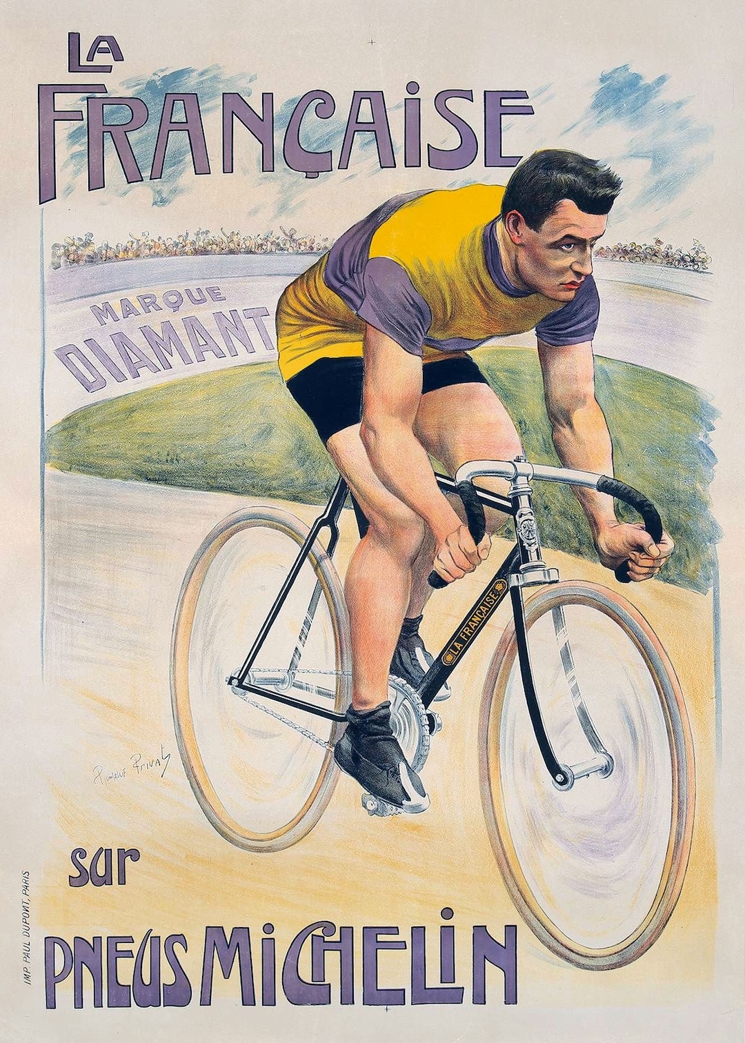 Vintage French Michelin Tour De France Cycling Advertisement Poster ...