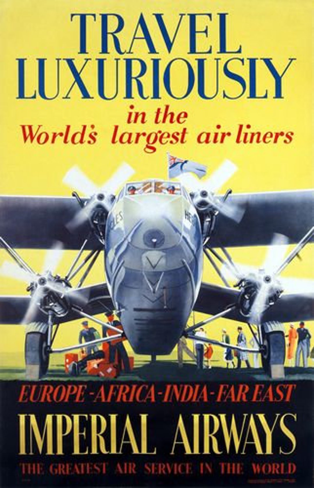 Vintage Imperial Airlines Luxurious Flights Poster A3/A4 - Etsy