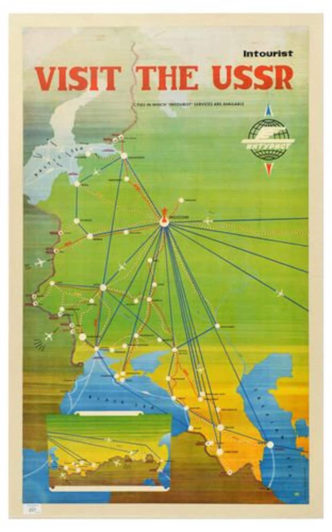 Vintage Visit the USSR Tourism Poster A3/A4 - Etsy