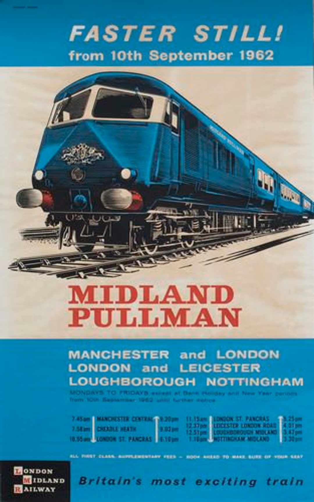 Vintage British Rail Midland Pullman Railway Poster A3/A4 - Etsy