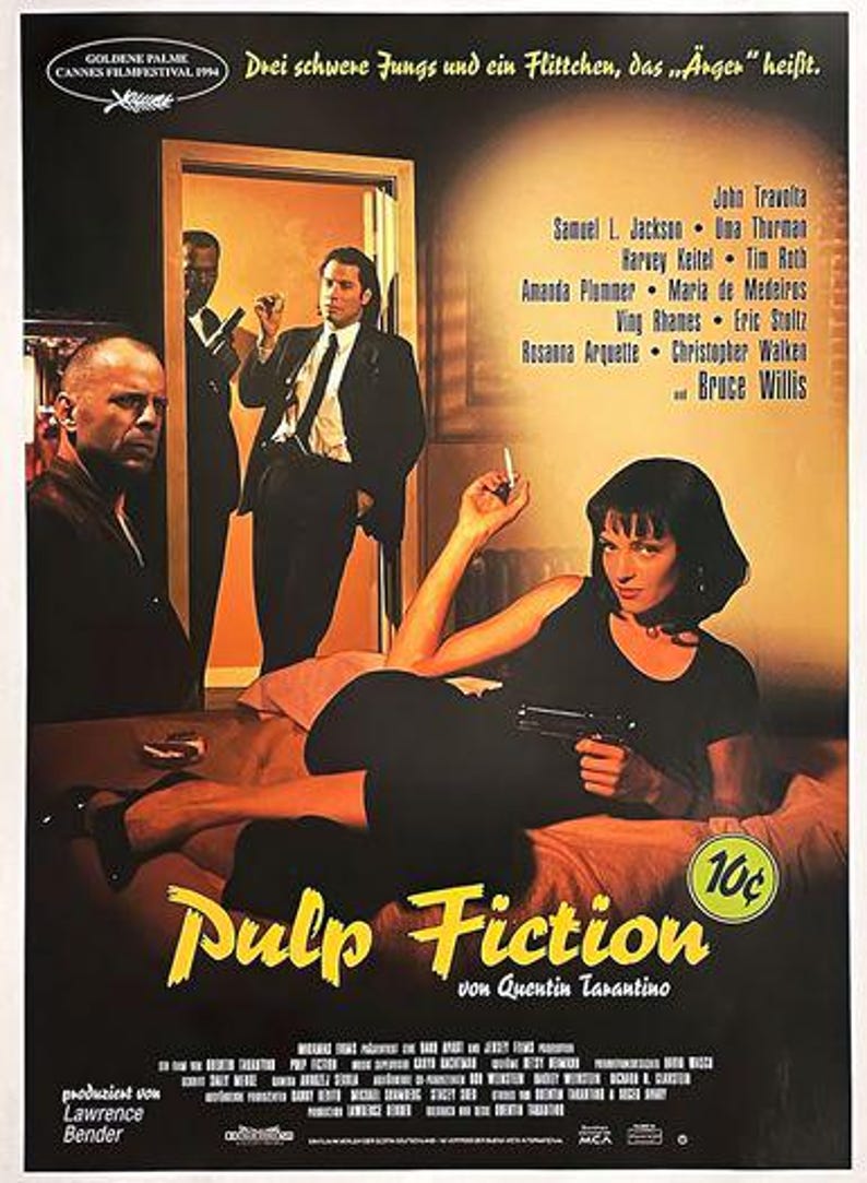 Vintage German Pulp Fiction Movie Poster Print A3/A4 - Etsy