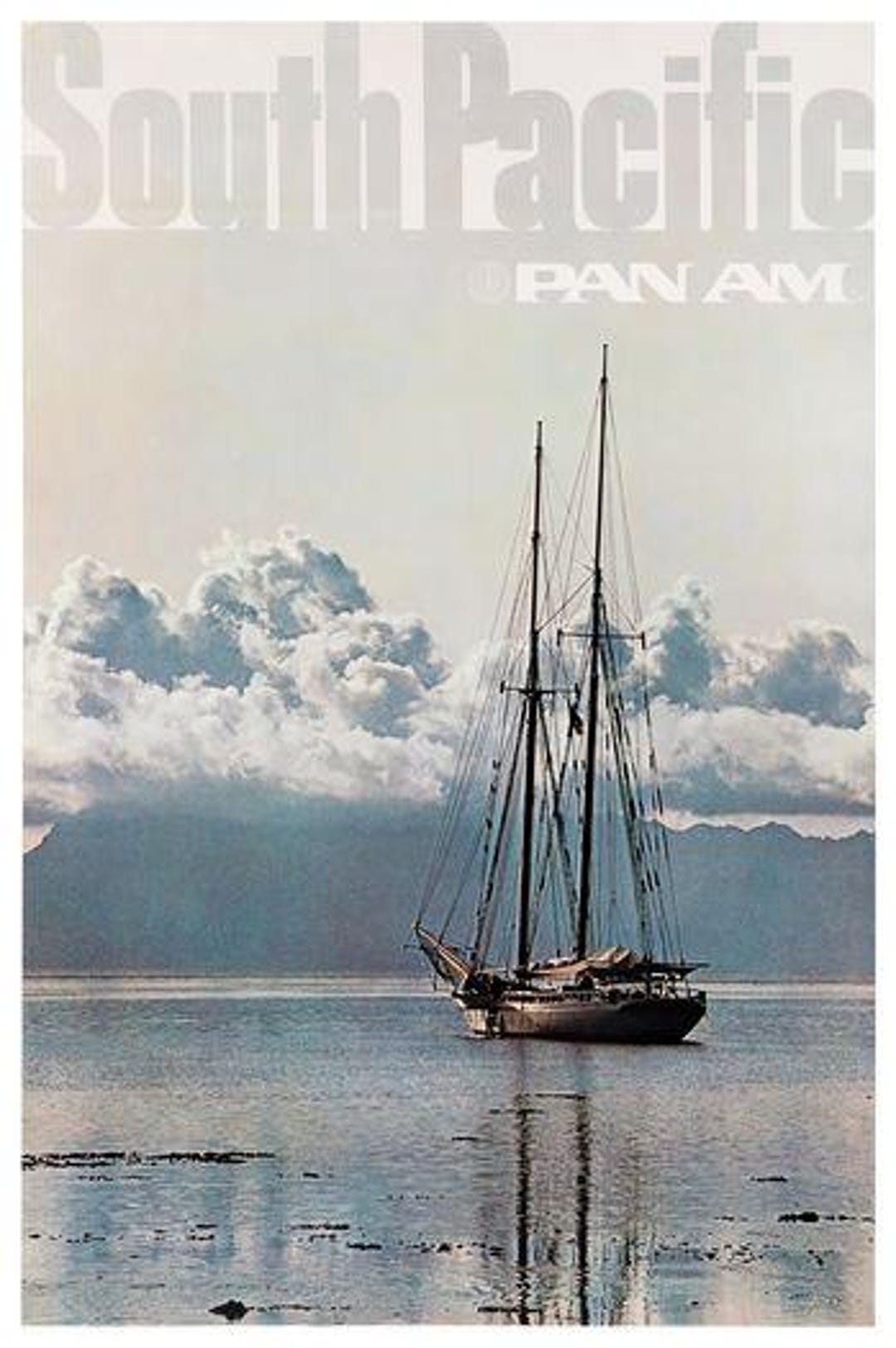 Vintage Pan Am Flights to South Pacific Poster Print A3/A4 - Etsy