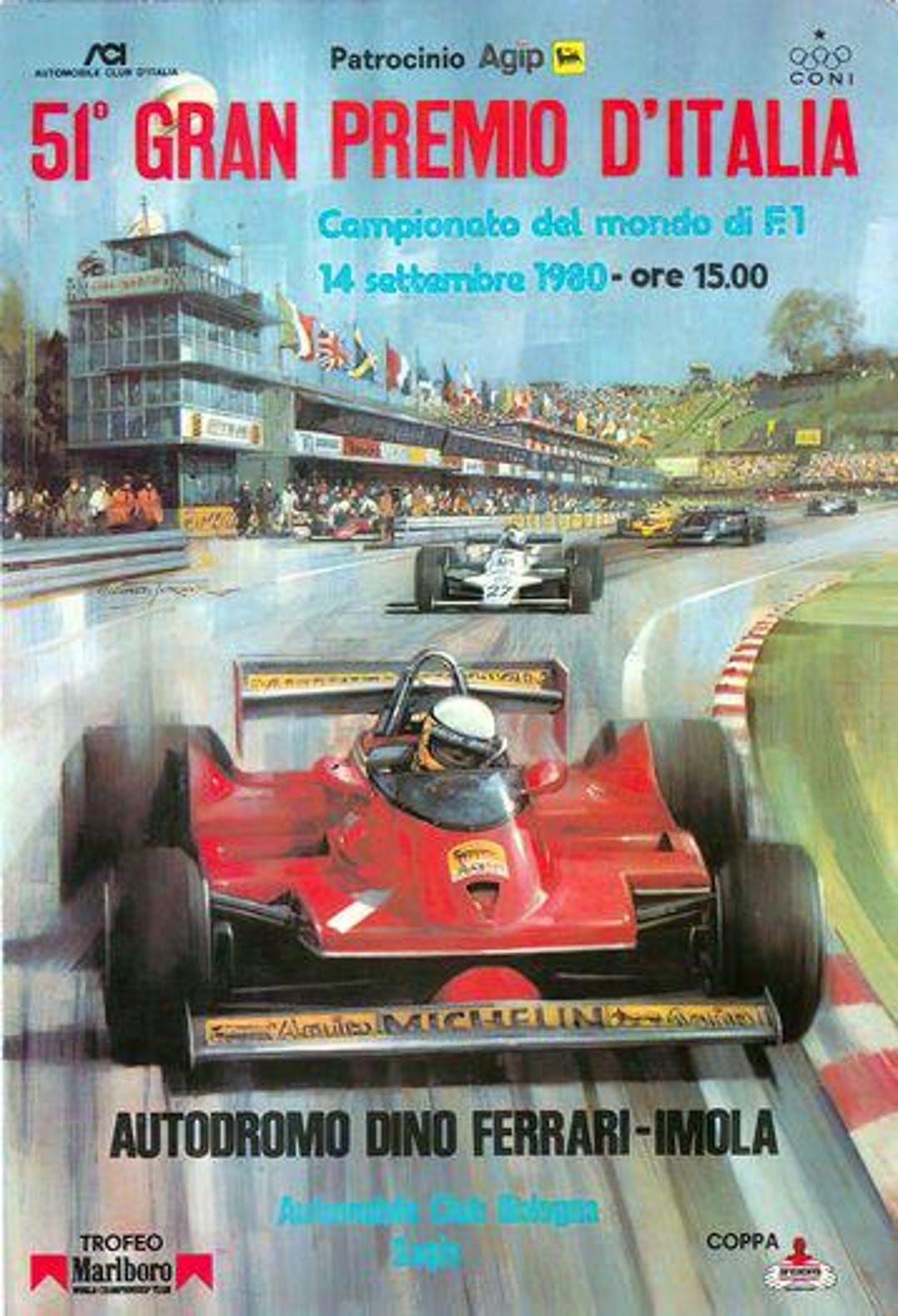 Vintage 1980 Italian Formula 1 Grand Prix Poster Print A3/A4 - Etsy