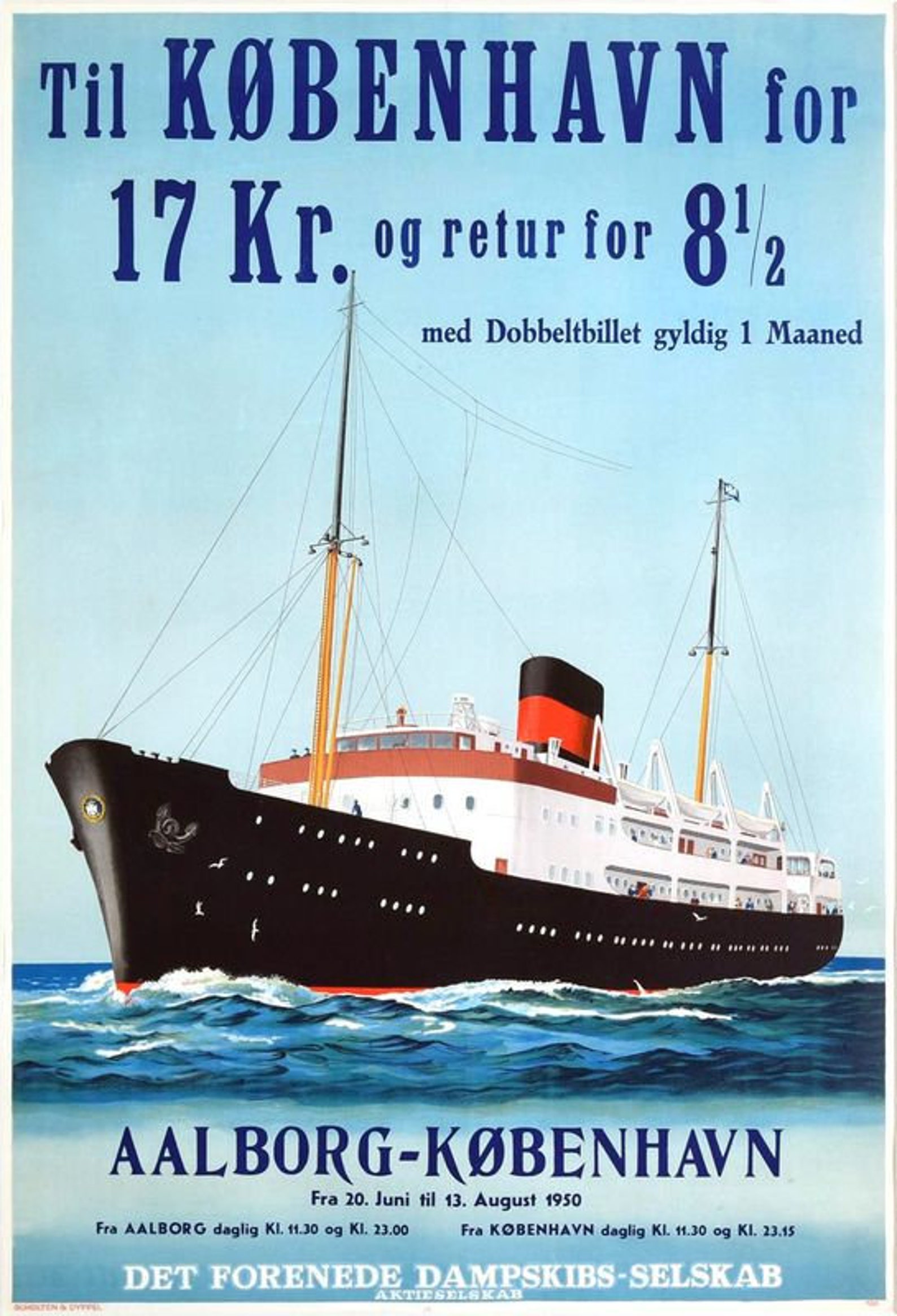 Vintage Copenhagen Aalborg Ferry Tourism Poster Print A3/A4 - Etsy